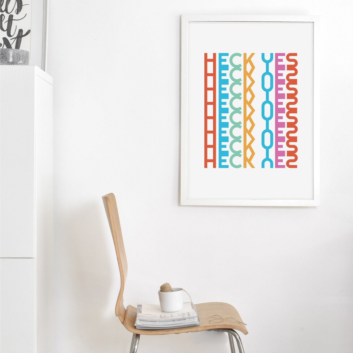 Heck Yes Rainbow Typography Poster Print Wall Art Modern Wall Decor ...