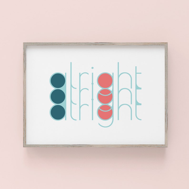 Alright Modern Geometric Blue Red Printable Art Typography Print ...