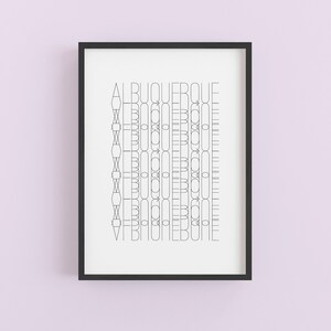 Framed Albuquerque Minimalist Art Print, Typography Wall Decor, Modern ...