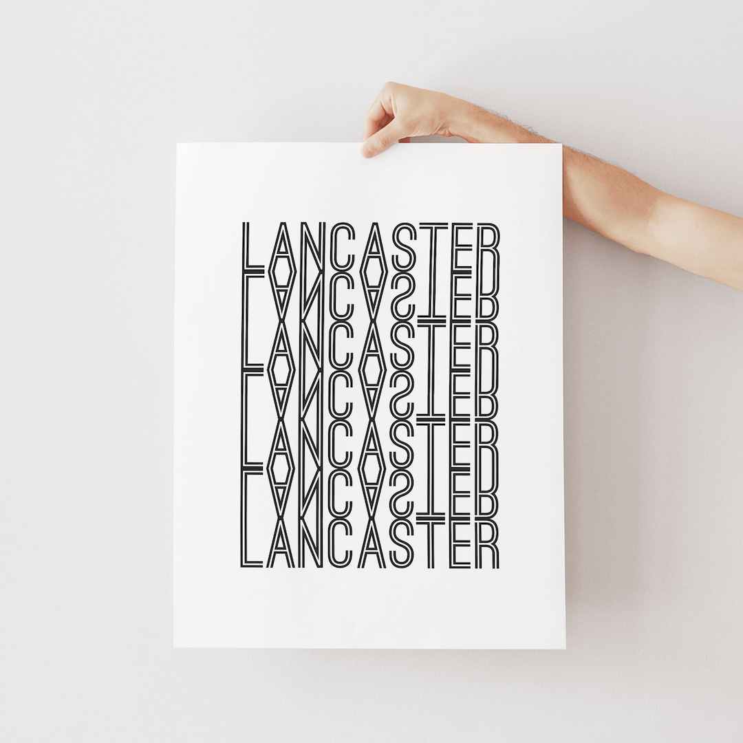 Lancaster Printable Black and White Abstract Typography Wall Decor ...