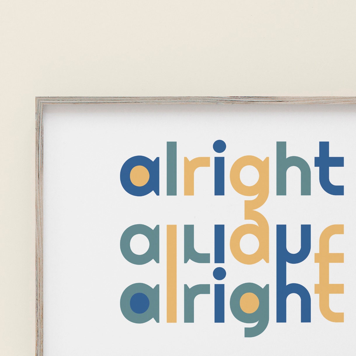 Wall Art Print Typography Art Poster Print Home Decor Blue Yellow Green ...