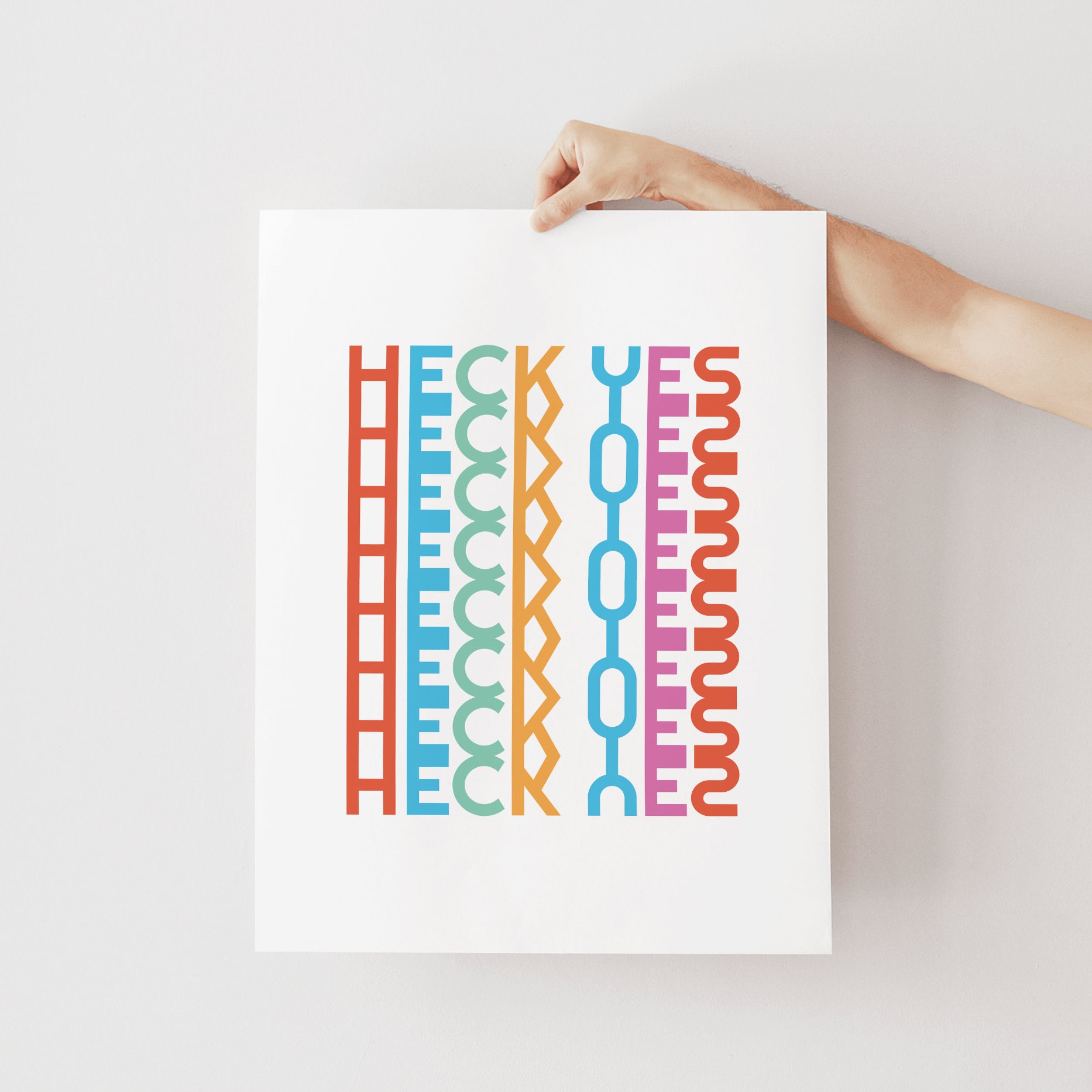 Heck Yes Rainbow Typography Poster Print Wall Art Modern Wall Decor ...