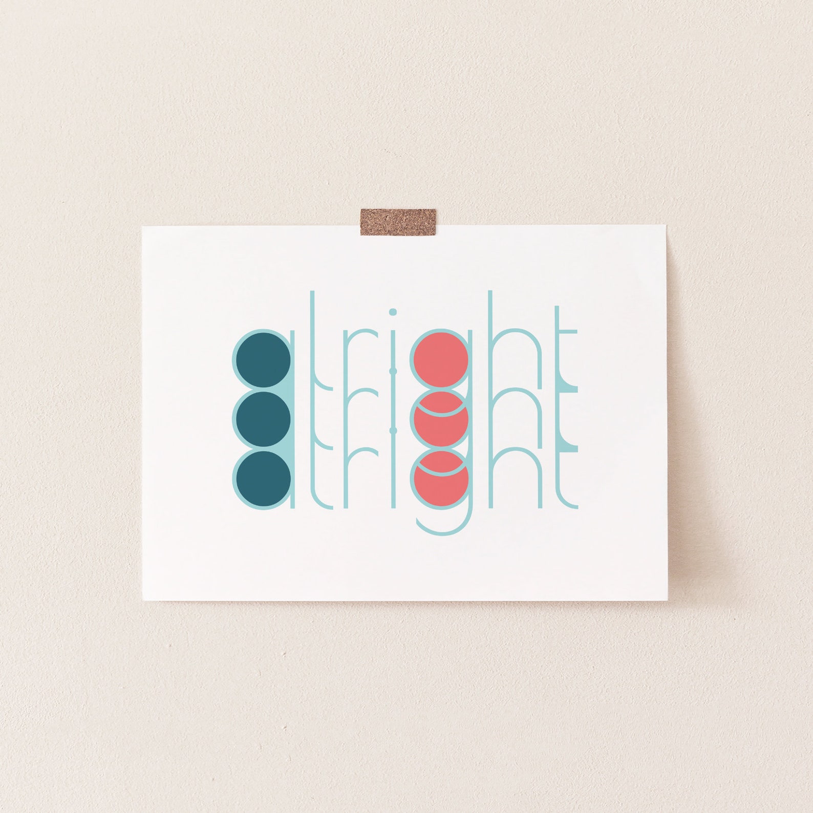 Alright Modern Geometric Blue Red Printable Art Typography Print ...