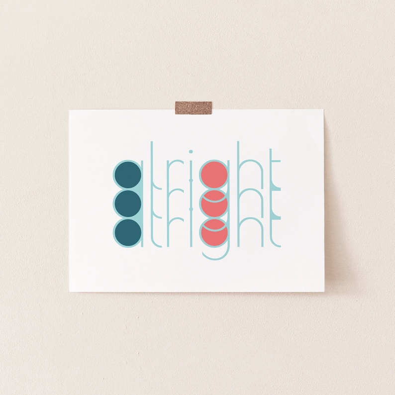 Alright Modern Geometric Blue Red Printable Art Typography Print ...