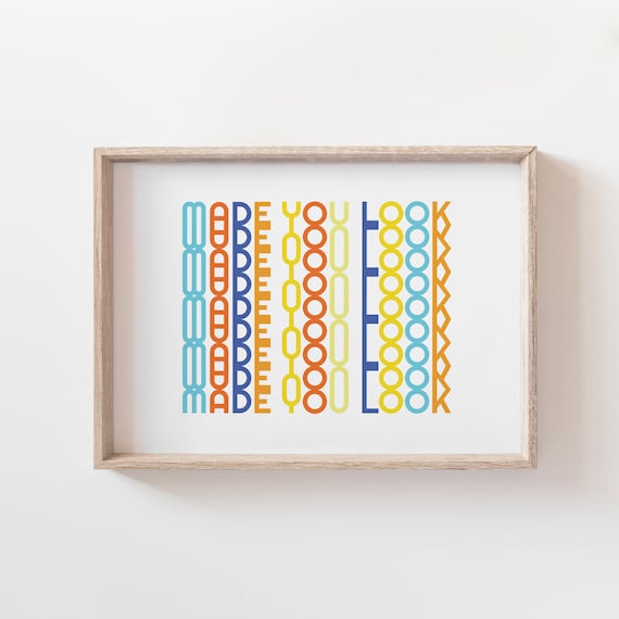 Made You Look Rainbow Typography Art Print Digital Download | Etsy