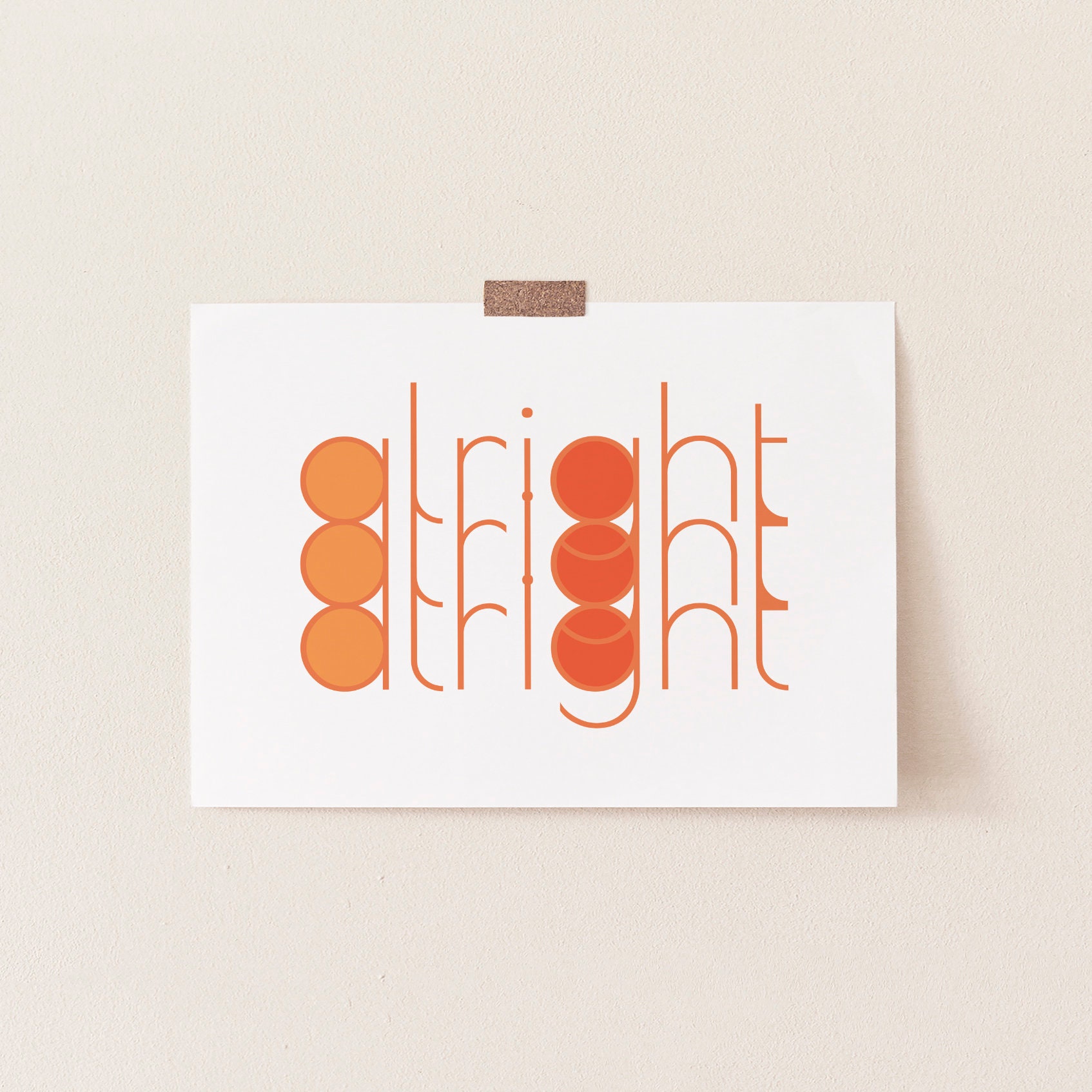 Alright Abstract Printable Wall Art Poster Orange Home Decor DIGITAL ...