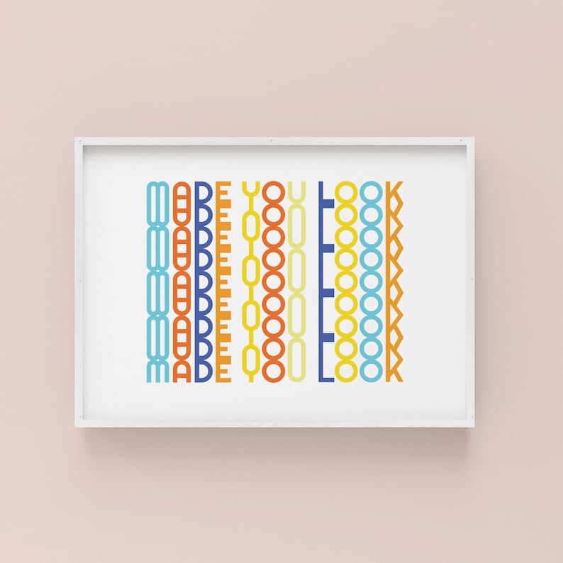 Made You Look Rainbow Typography Art Print Digital Download Poster ...