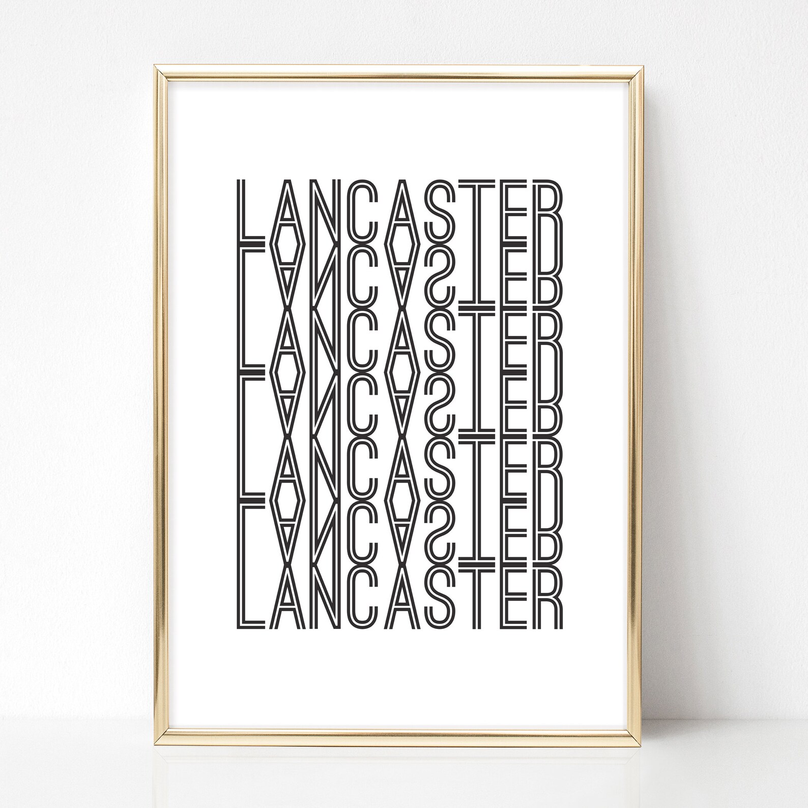 Lancaster Printable Black and White Abstract Typography Wall - Etsy