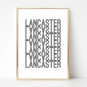 Lancaster Printable Black and White Abstract Typography Wall Decor ...