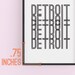 Framed Detroit Typography Art Print, Modern Black and White Wall Decor ...