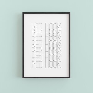 Red Hook New York Printable Black and White Abstract Wall Decor DIGITAL ...