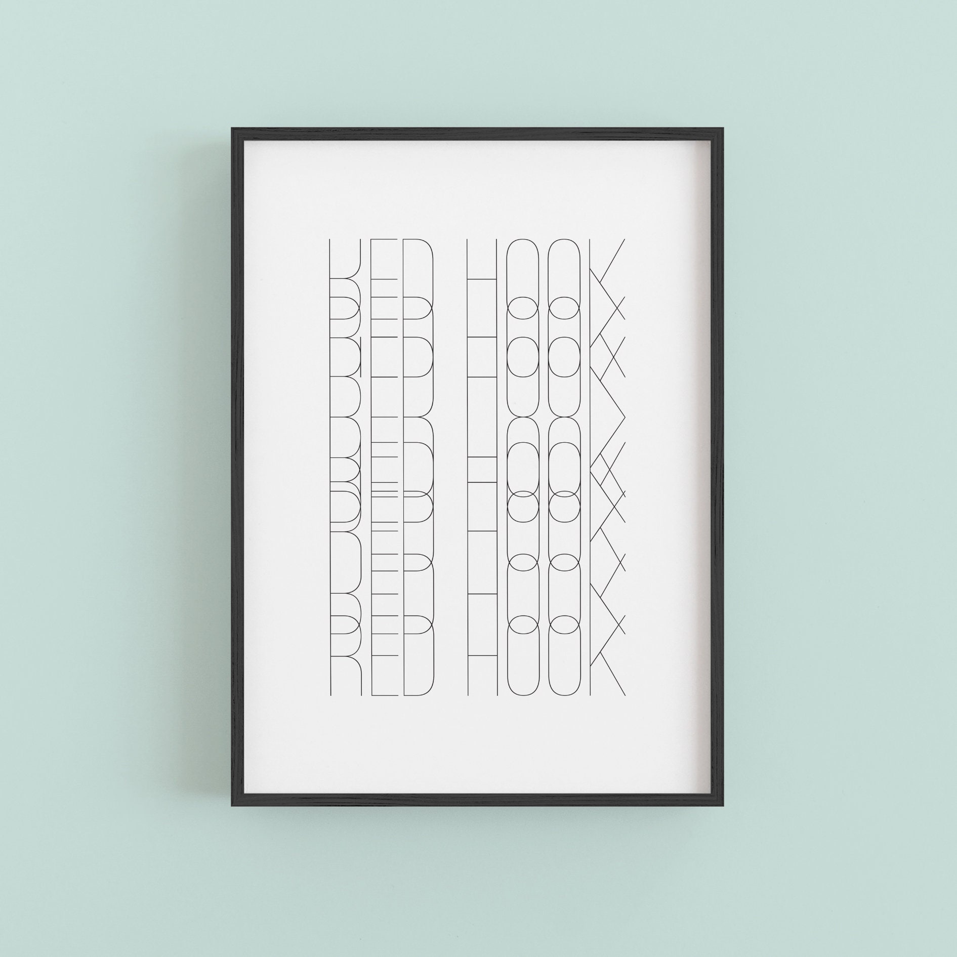 Red Hook New York Printable Black and White Abstract Wall Decor DIGITAL ...