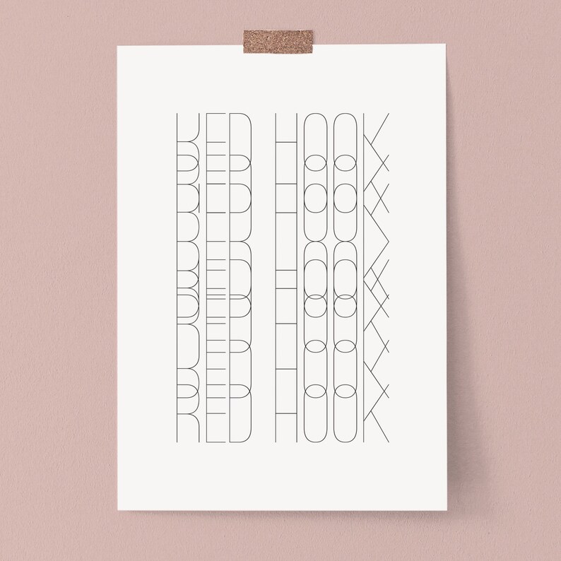 Red Hook New York Printable Black and White Abstract Wall Decor DIGITAL ...