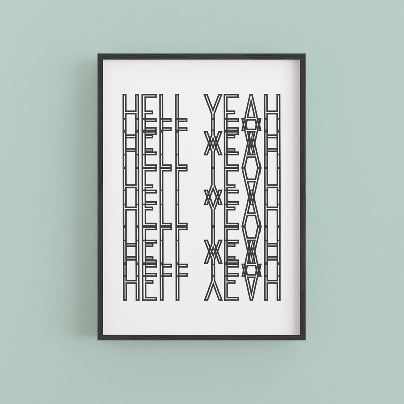 Hell Yeah Printable Art Poster Abstract Prints Wall Art Office Decor ...