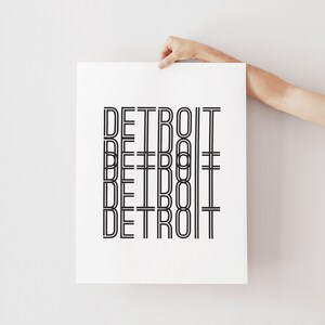 Detroit Black and White Art Print Wall Art Poster Print Typography Art ...