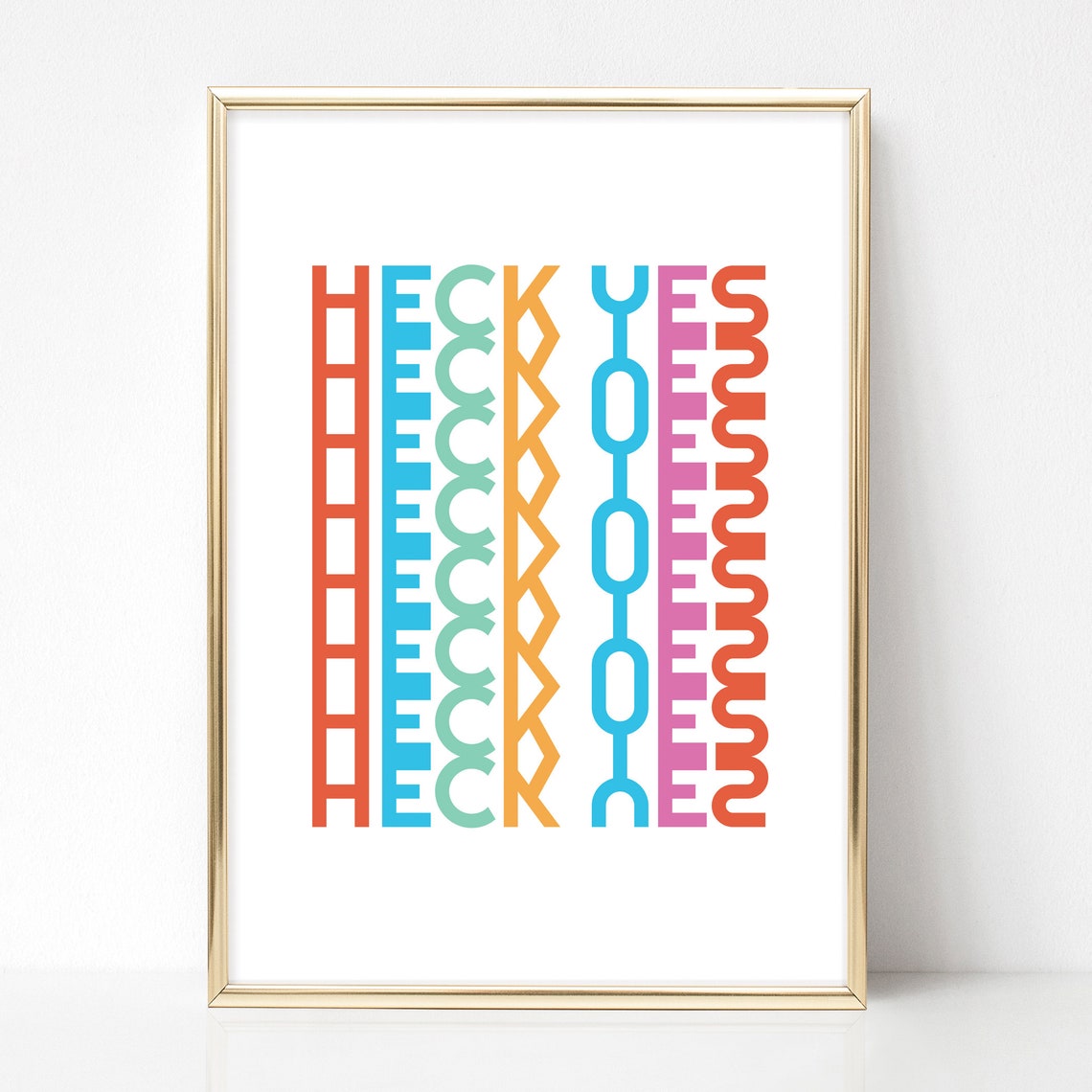 Heck Yes Rainbow Typography Poster Print Wall Art Modern Wall Decor ...