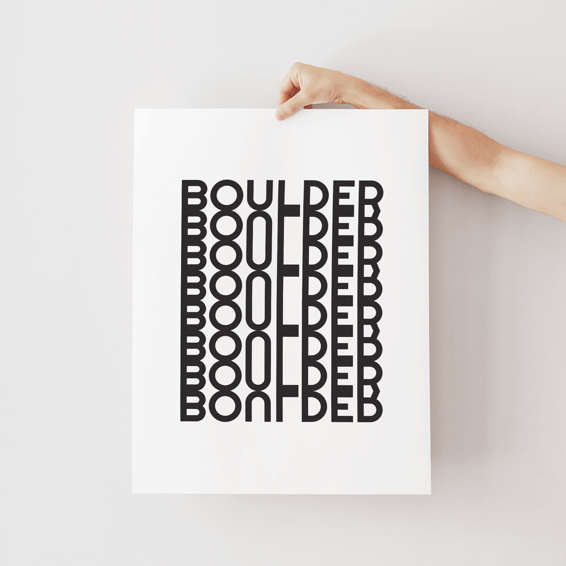 Boulder Black and White Typography Art Home Decor Poster Prints Wall ...