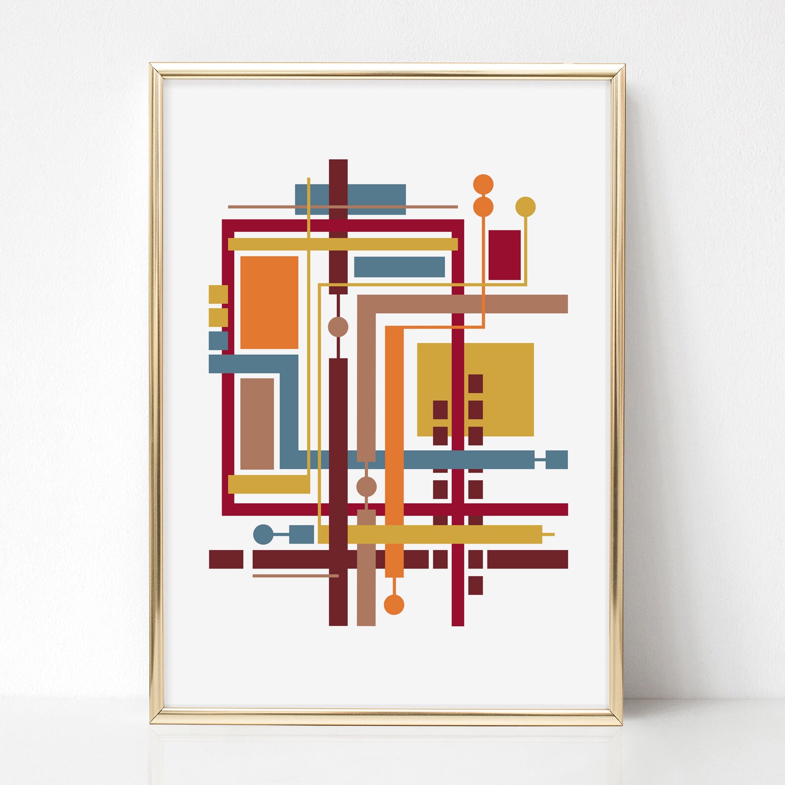 Abstract Circuit Art Print, Printable Mid Century Modern Office Decor ...