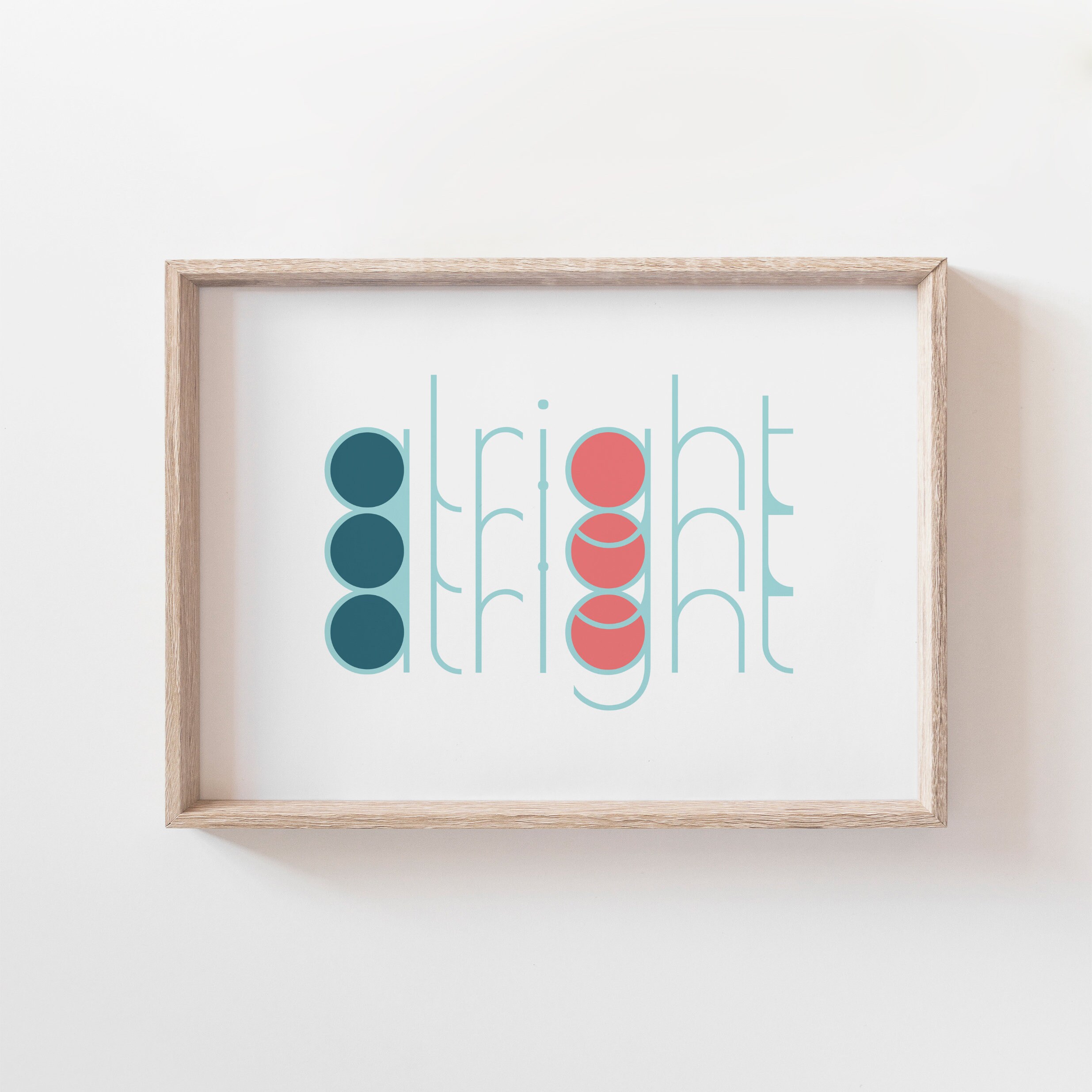 Alright Modern Geometric Blue Red Printable Art Typography Print ...