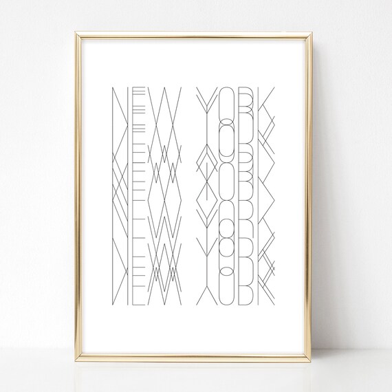 New York Black and White Typography Art Print Home Decor | Etsy