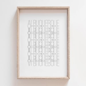 Albuquerque Minimalist Black and White Art Prints Wall Art Typography ...