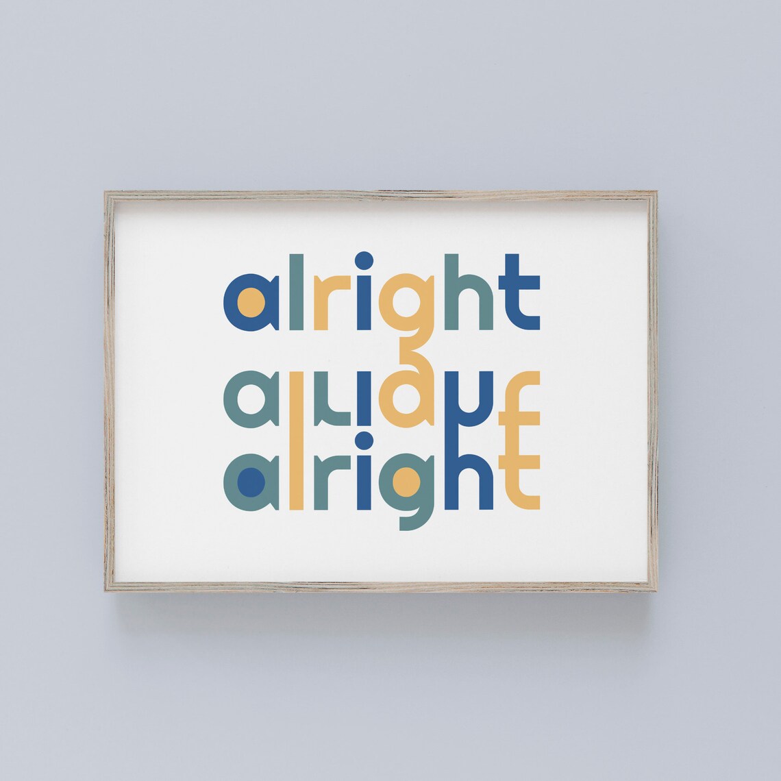 Wall Art Print Typography Art Poster Print Home Decor Blue Yellow Green ...