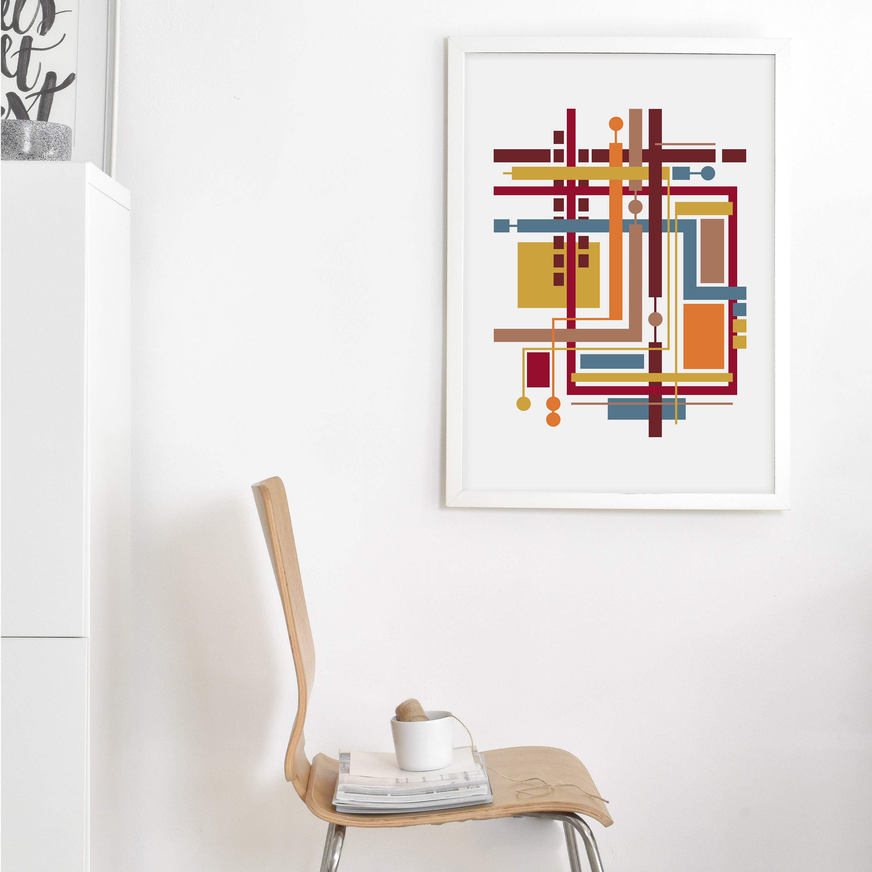 Abstract Circuit Art Print, Printable Mid Century Modern Office Decor ...