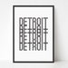 Framed Detroit Typography Print Black and White Minimalist - Etsy