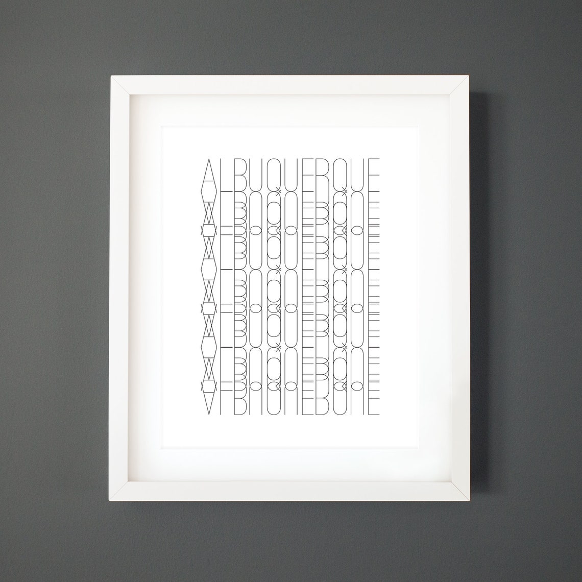 Albuquerque Printable Black and White Abstract Typography Art Wall ...