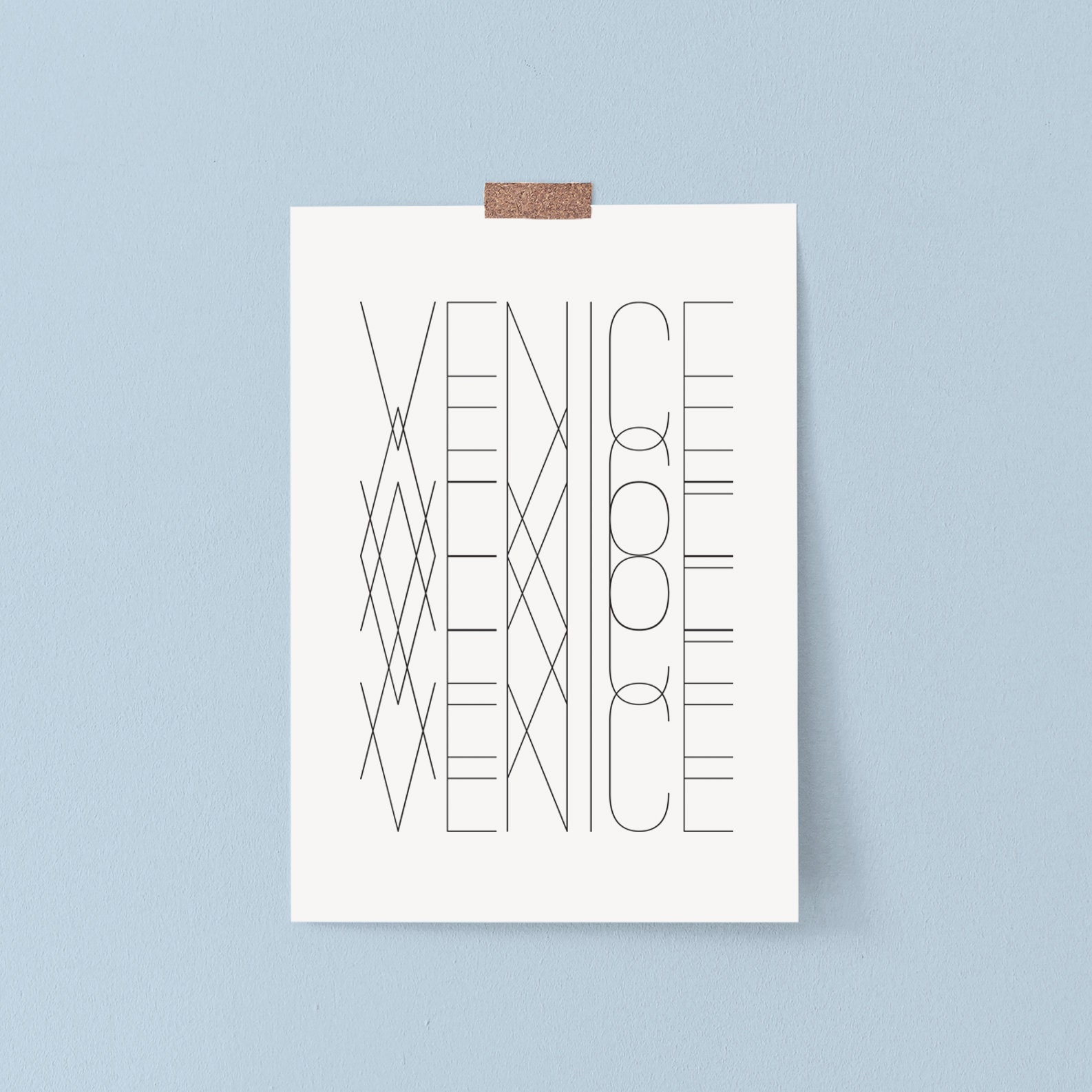 Venice Modern Black and White Abstract Typography Art Home - Etsy