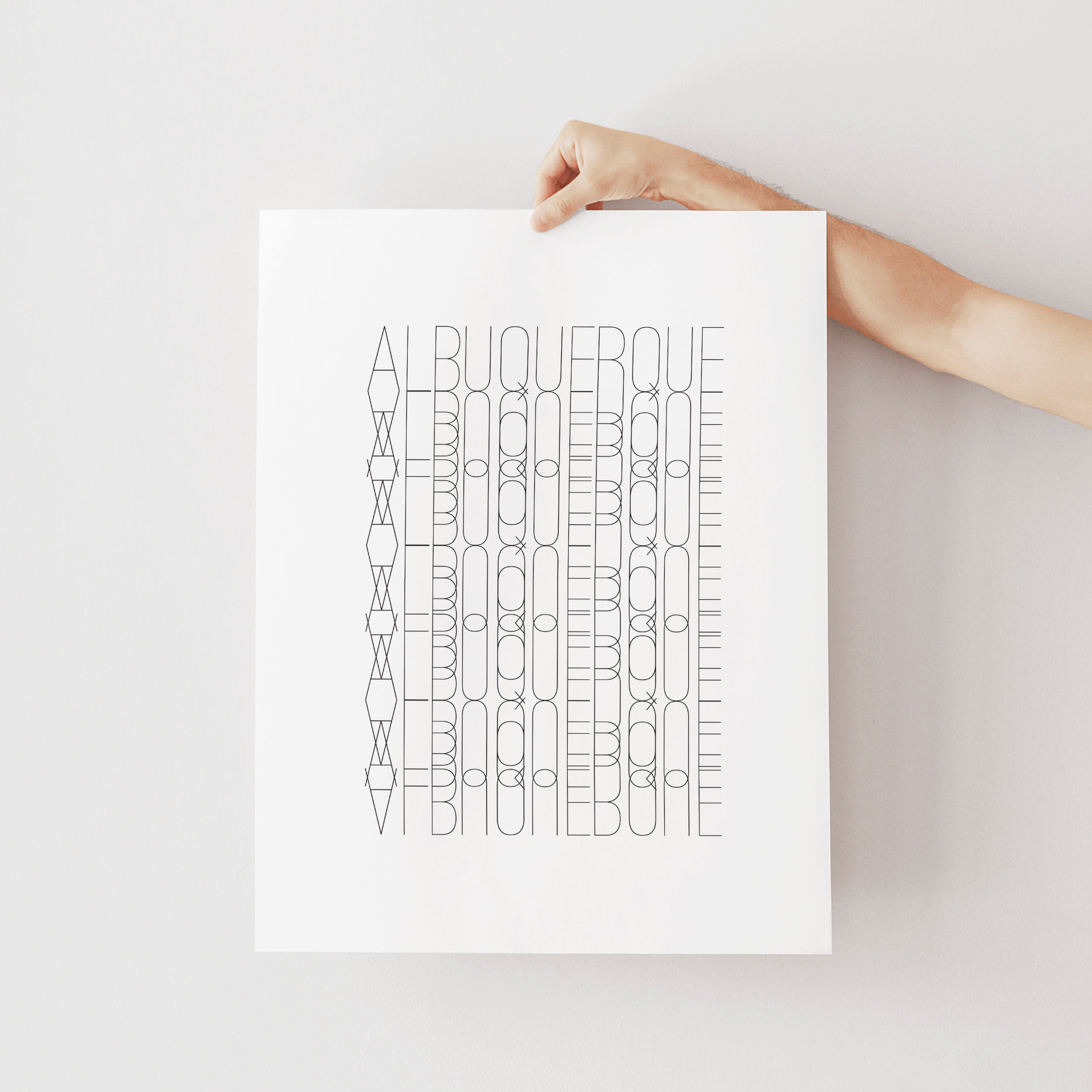 Albuquerque Printable Black and White Abstract Typography Art Wall ...