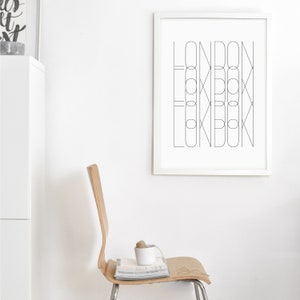 London Black and White Abstract Art Typography Print Poster Home Decor ...