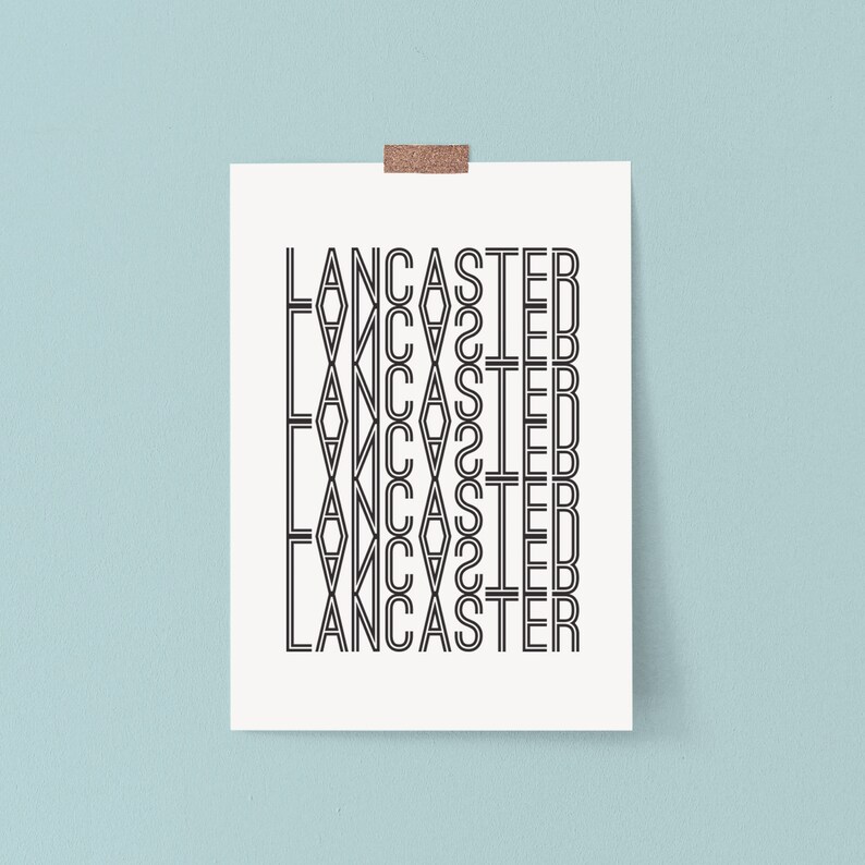 Lancaster Printable Black and White Abstract Typography Wall Decor ...