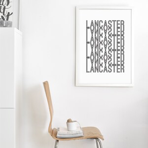 Lancaster Printable Black and White Abstract Typography Wall Decor ...