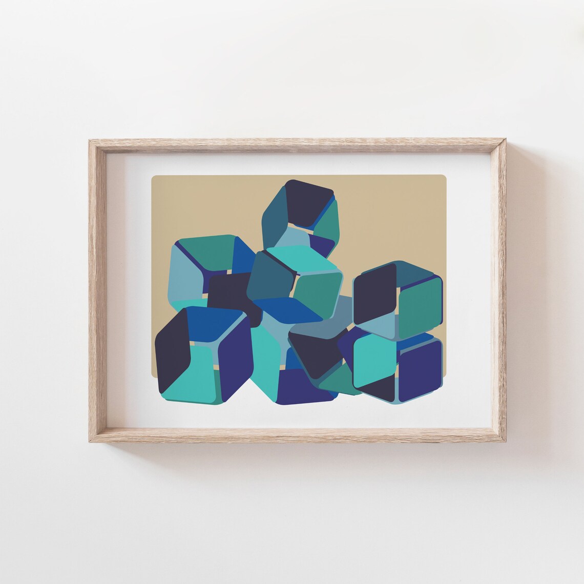 Blue Abstract Art Print Geometric Wall Art Modern Art Poster - Etsy