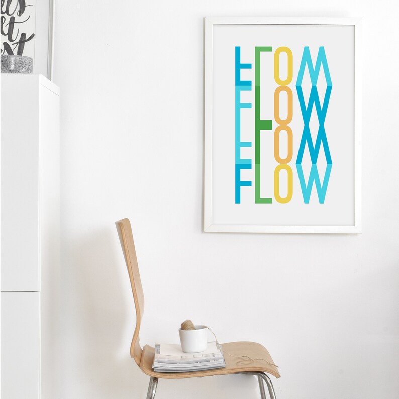Flow Wall Art Poster Print, Home Decor Typography Print, Abstract Art ...