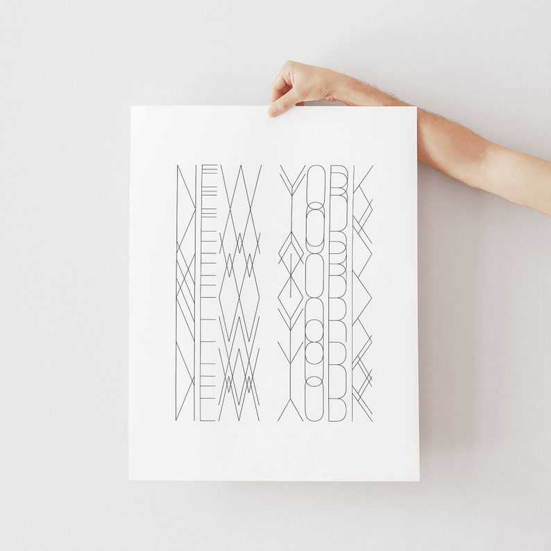 New York Black and White Typography Art Print Home Decor - Etsy