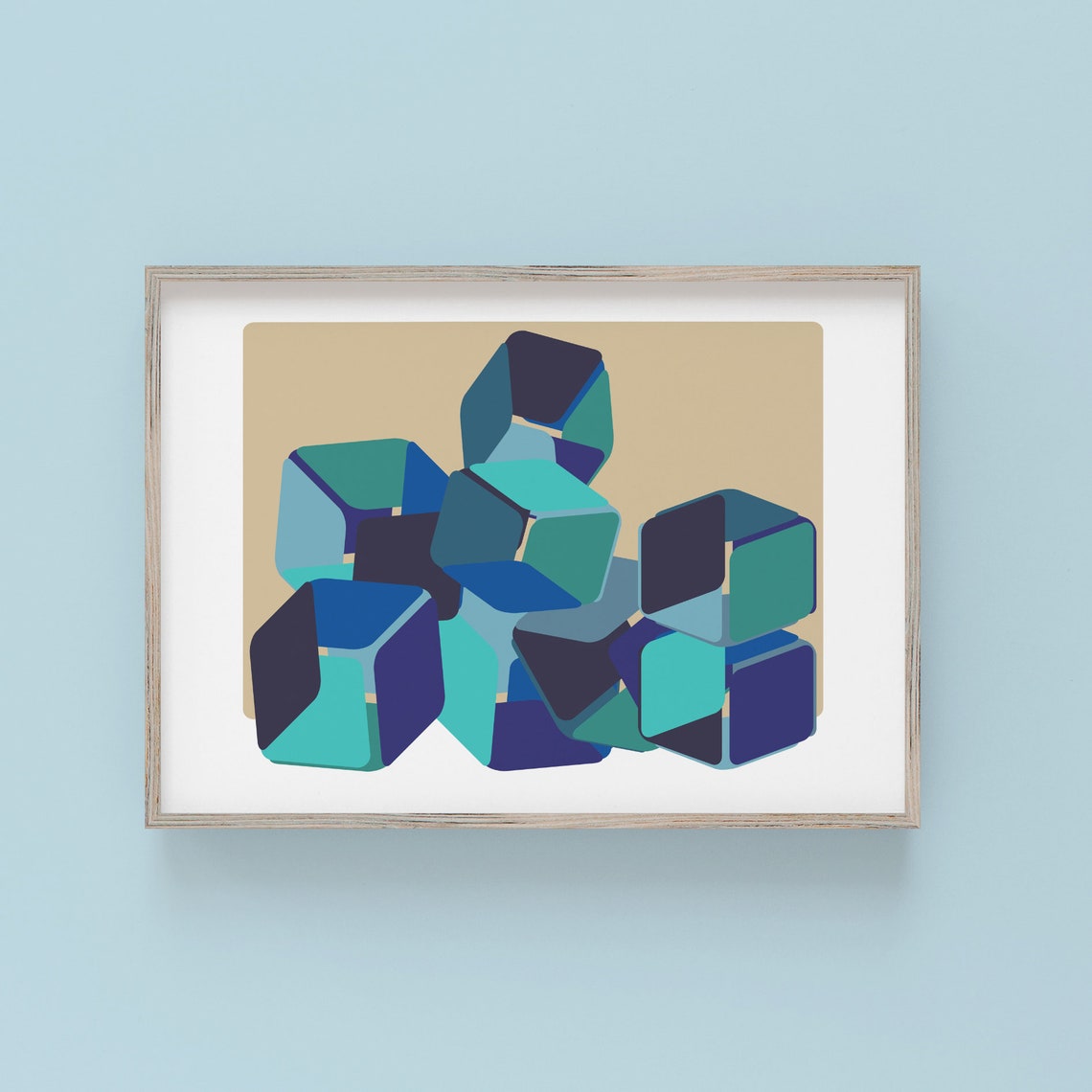 Blue Abstract Art Print Geometric Wall Art Modern Art Poster - Etsy