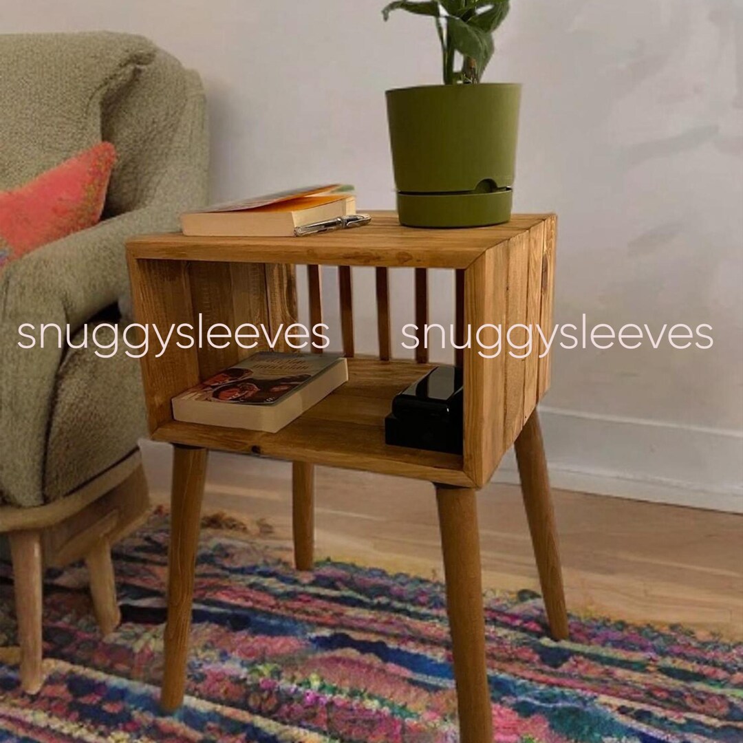 Wooden Bedside Table, Wood Nightstand , Rustic Bedside Table With ...