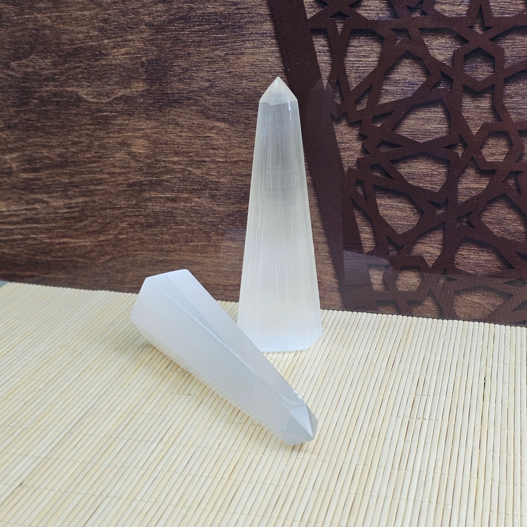 Selenite Hexagon Obelisk Tower 15 Cm | Crystals Charging Tower ...