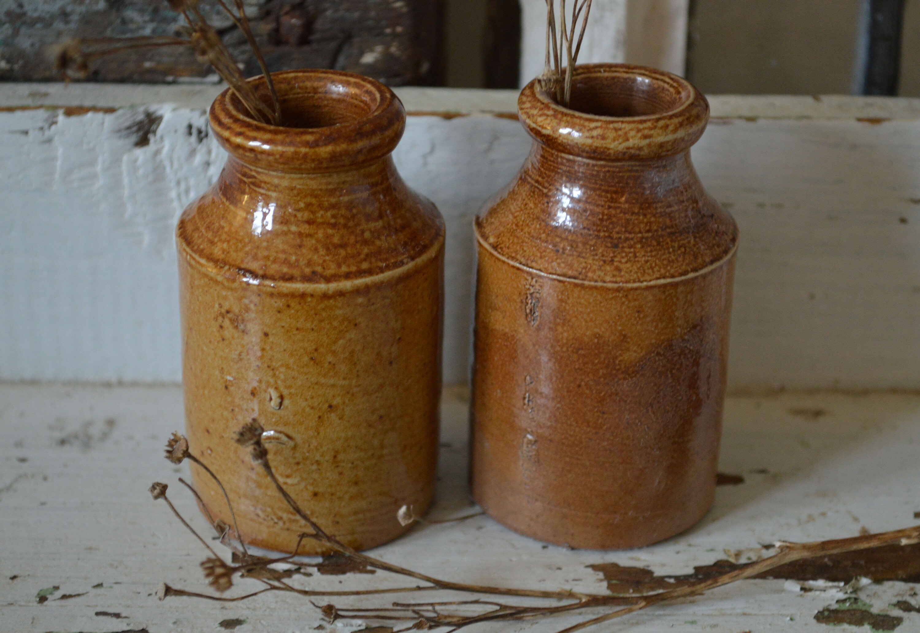 Set of small Stoneware Jars Antique stoneware Pots Antique | Etsy