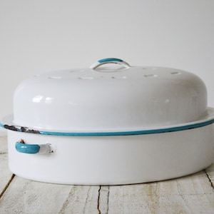Enamel Oval Roaster, Roasting Pot, Casserole Pot, Cooking Pot, Creamy ...