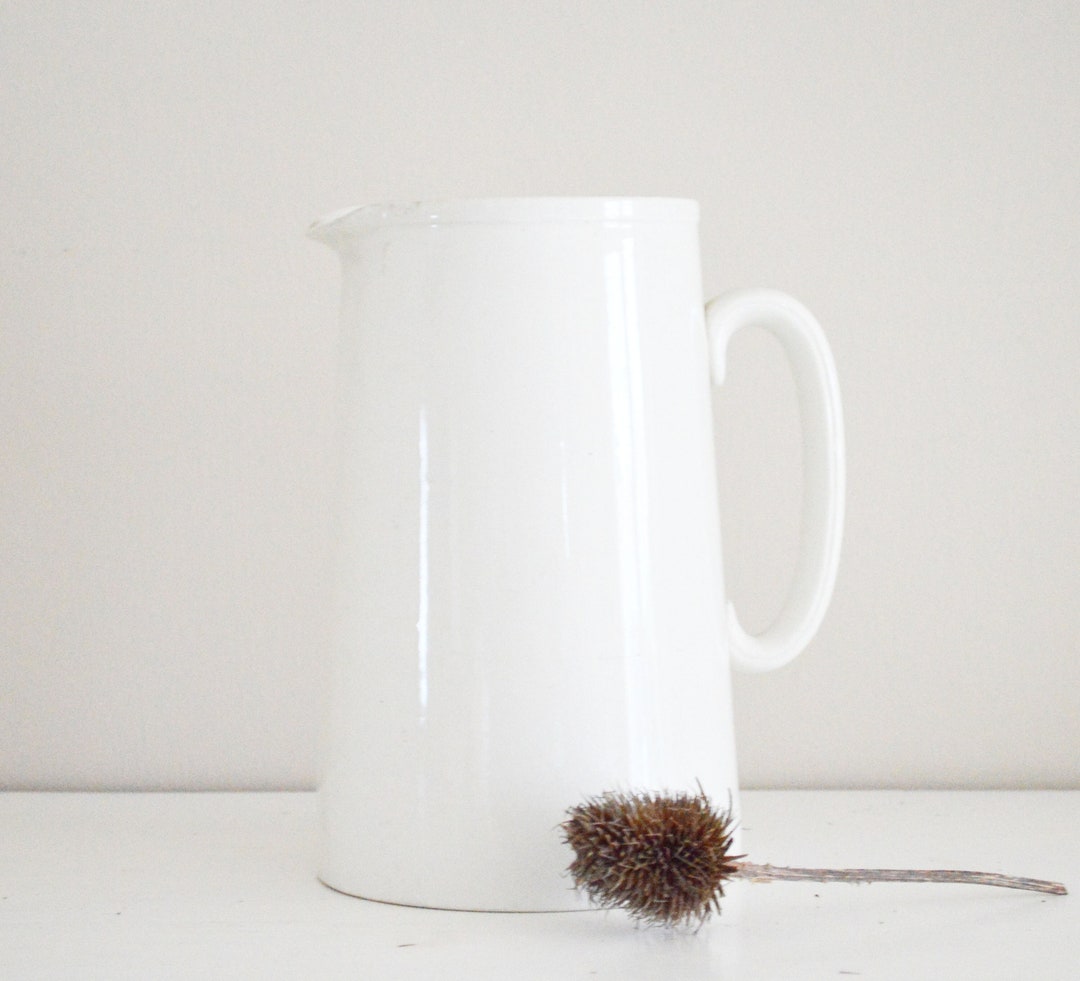 Vintage White Ceramic Jug, off White Decor, off White Jug, Old Jug ...