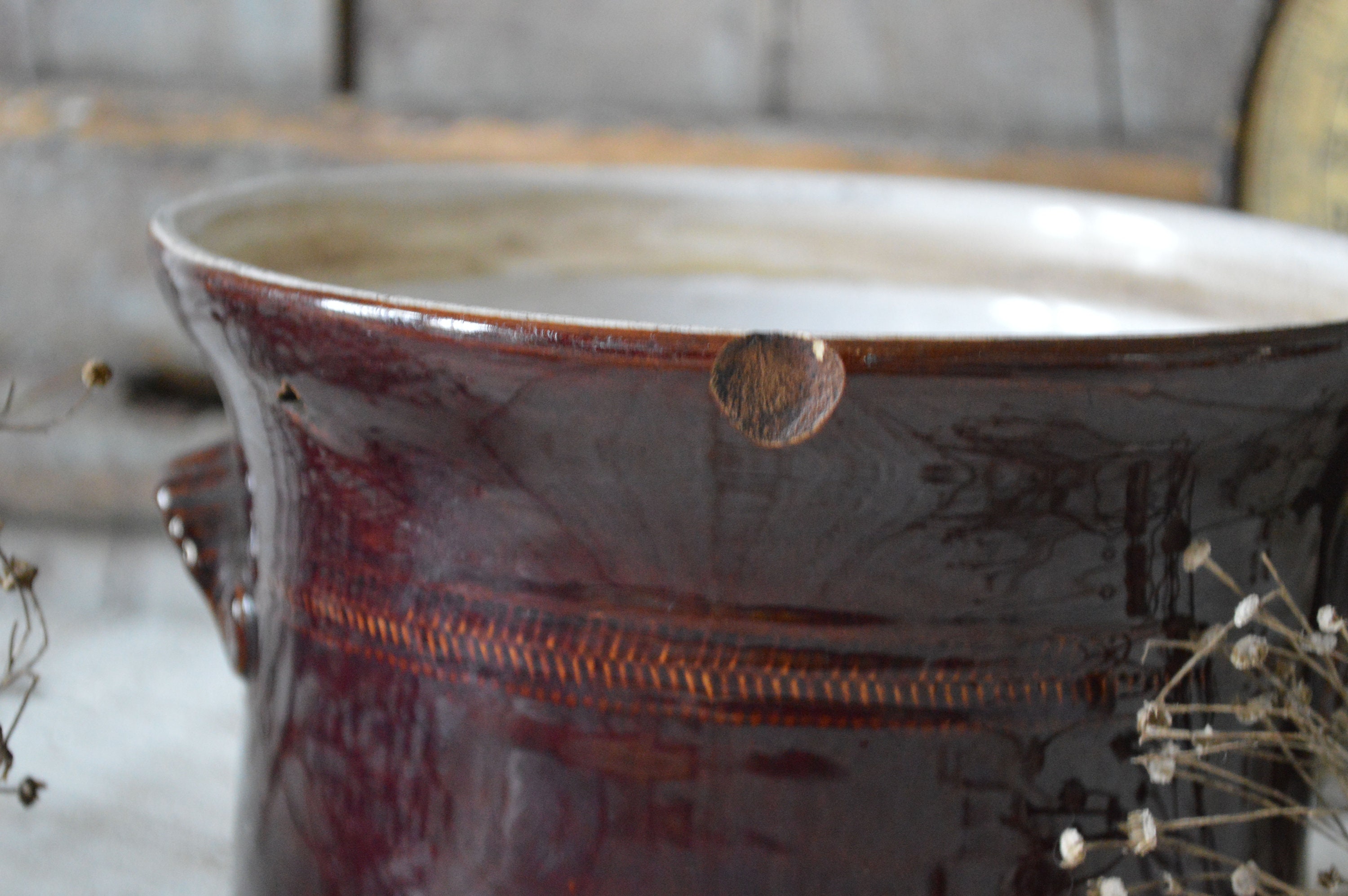 Antique Stoneware Jar Earthenware Crock Vintage Farmhouse | Etsy UK