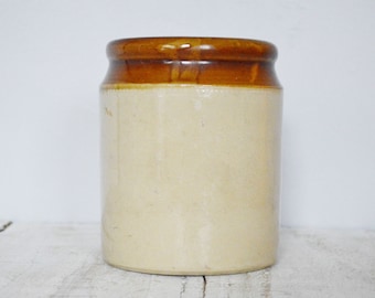Antique Stoneware Jar Earthenware Crock Vintage Farmhouse Kitchen Decor ...