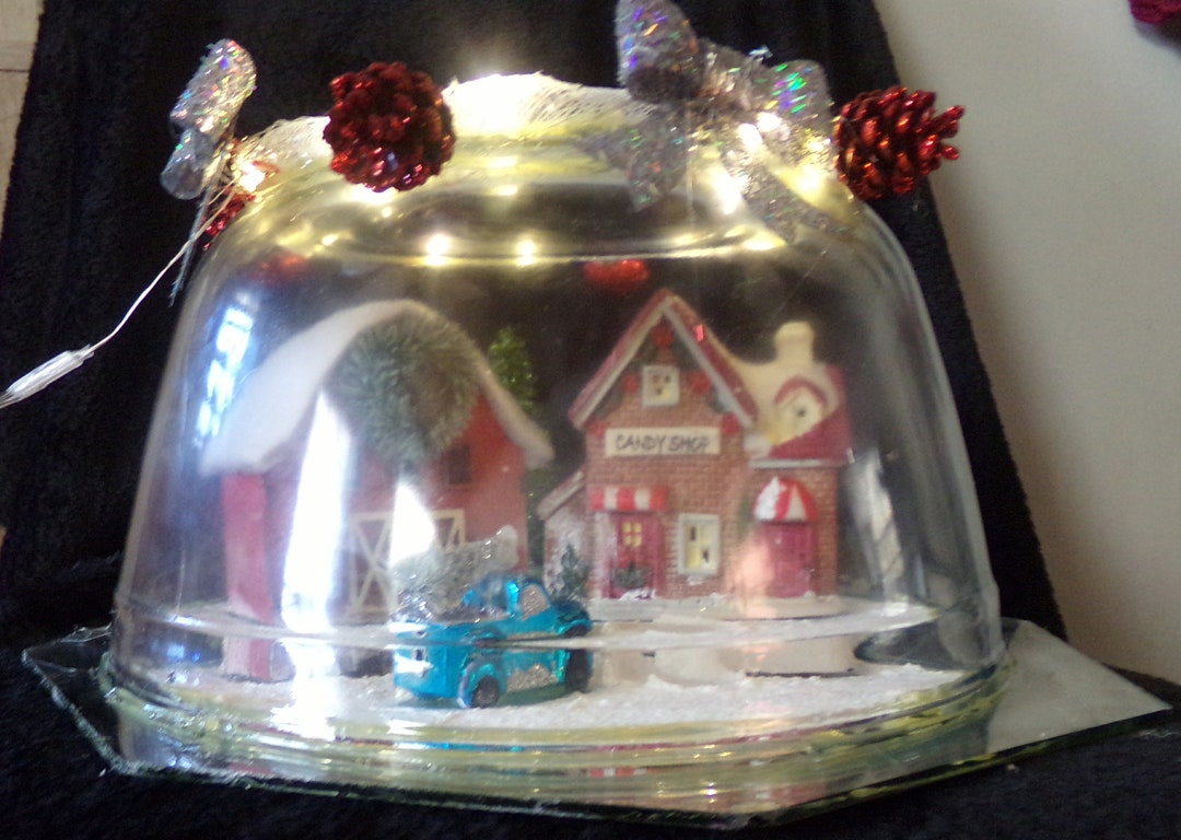 Lighted Glass Country Christmas Centerpiece - Etsy