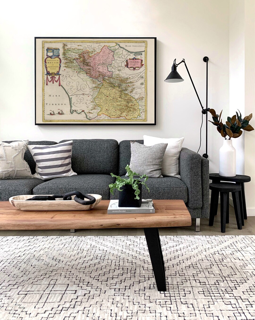 Vintage Print Reproduction Photo Map Molise Decoration Wall ...