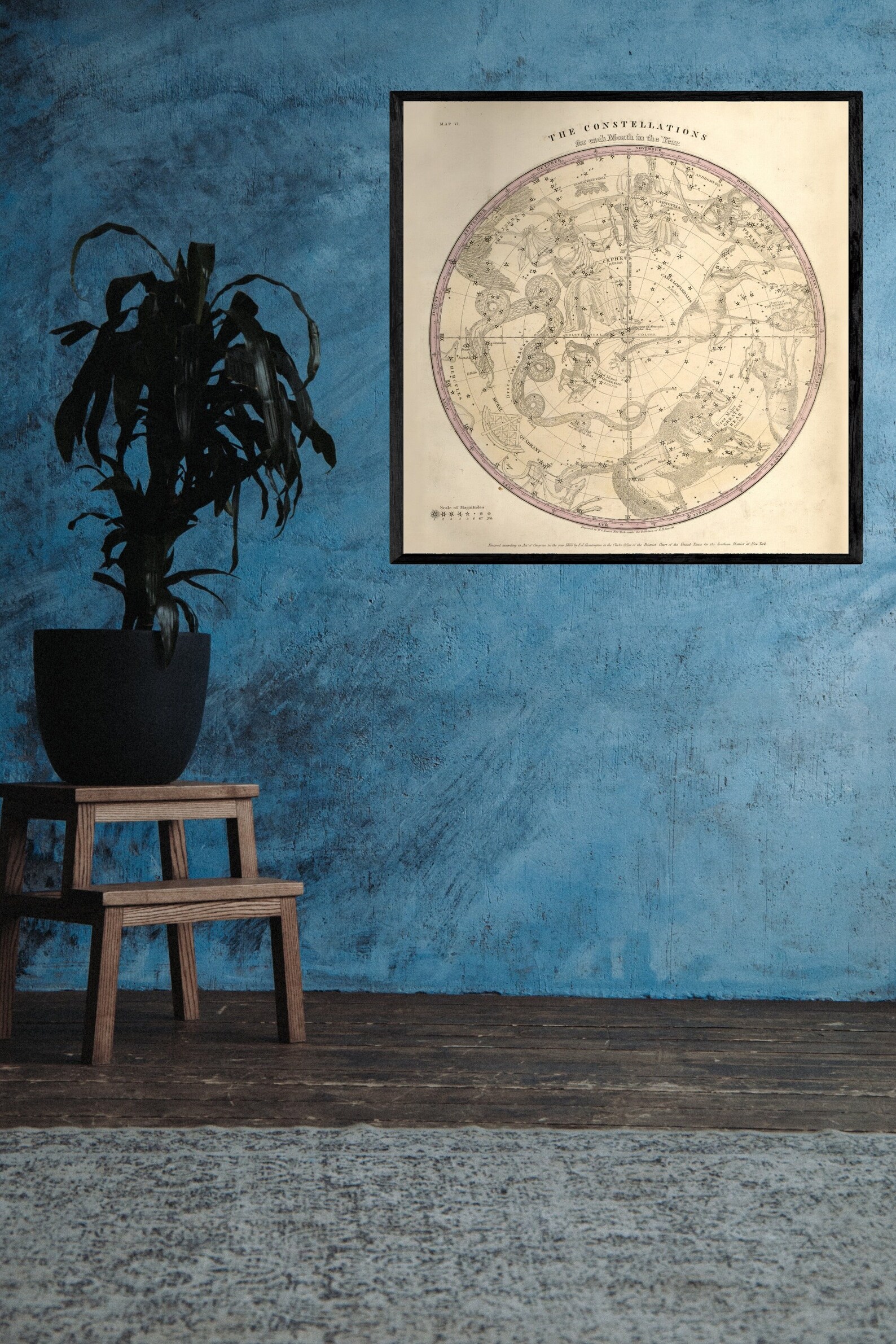 Vintage Print Reproduction Star Map Wall Decoration Illustration Poster ...