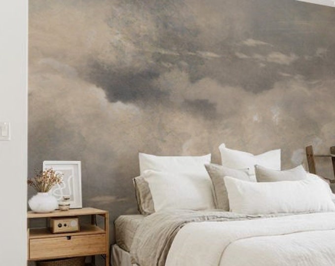 Cloudy Sky Wall Mural, Mural Wallpaper, Removable or Traditional ...
