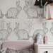 Bunny Wallpaper Rabbit Wall Mural Nursery Wallpaper Drawing | Etsy